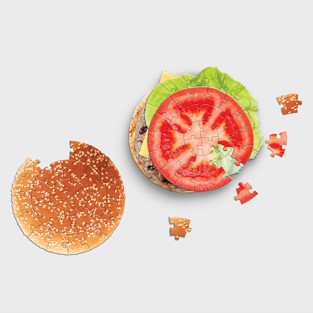 Burger Puzzle | Fun 6 Layer Cheeseburger Jigsaw Puzzle By Pikkii