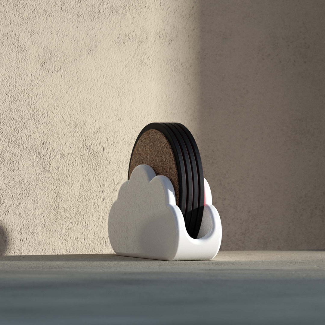 Rainbow Coasters in Ceramic Cloud Holder by Pikkii